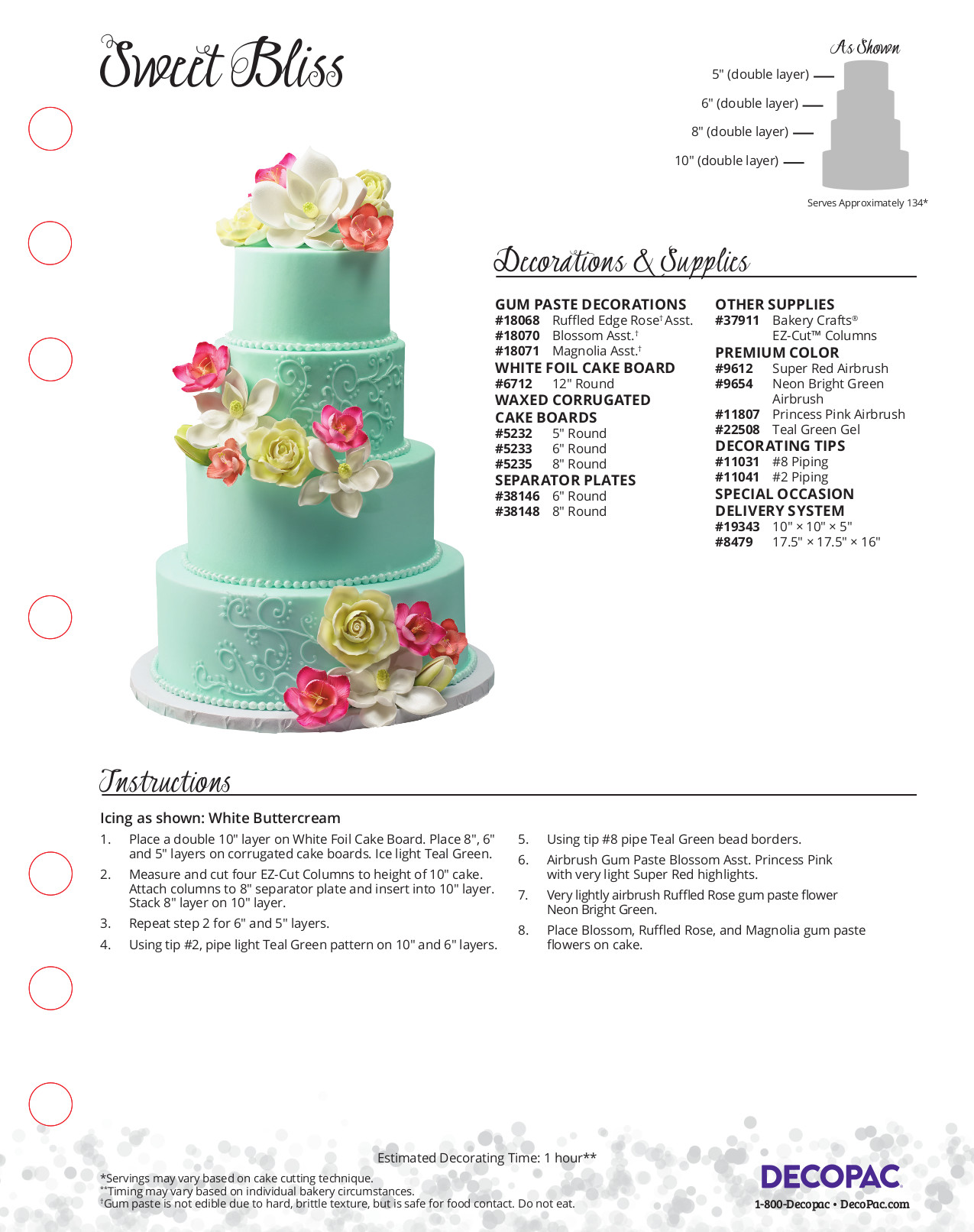 Sweet Bliss Stacked Wedding Cake Decorating Instructions | DecoPac