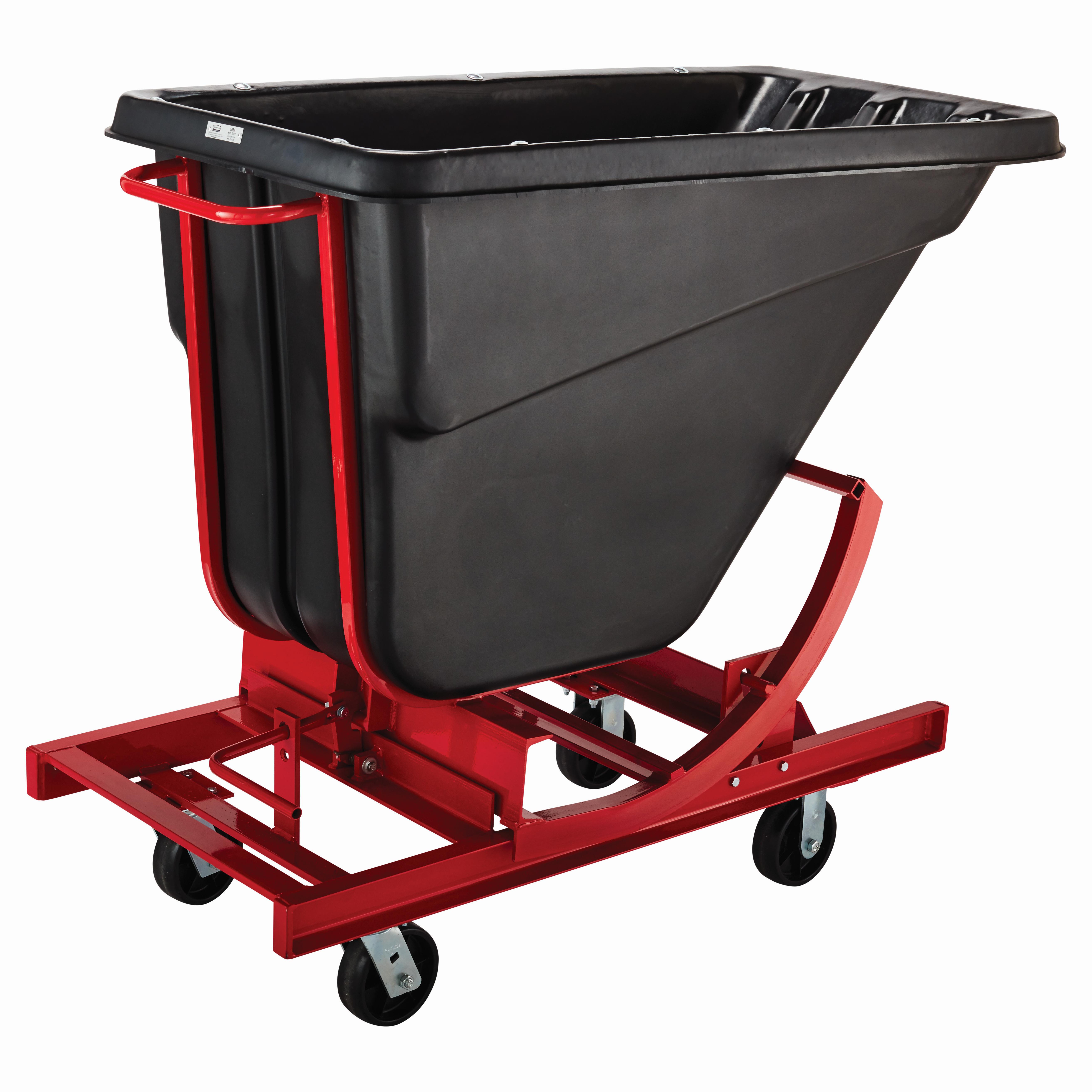 SELF-DUMPING HOPPER WITH 6 IN POLYOLEFIN CASTERS, 1/2 CUBIC YARD, BLACK ...