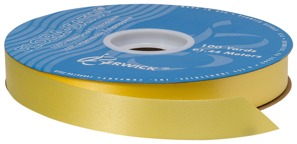 3 4 Yellow Single Faced Flora Satin Ribbon | DecoPac