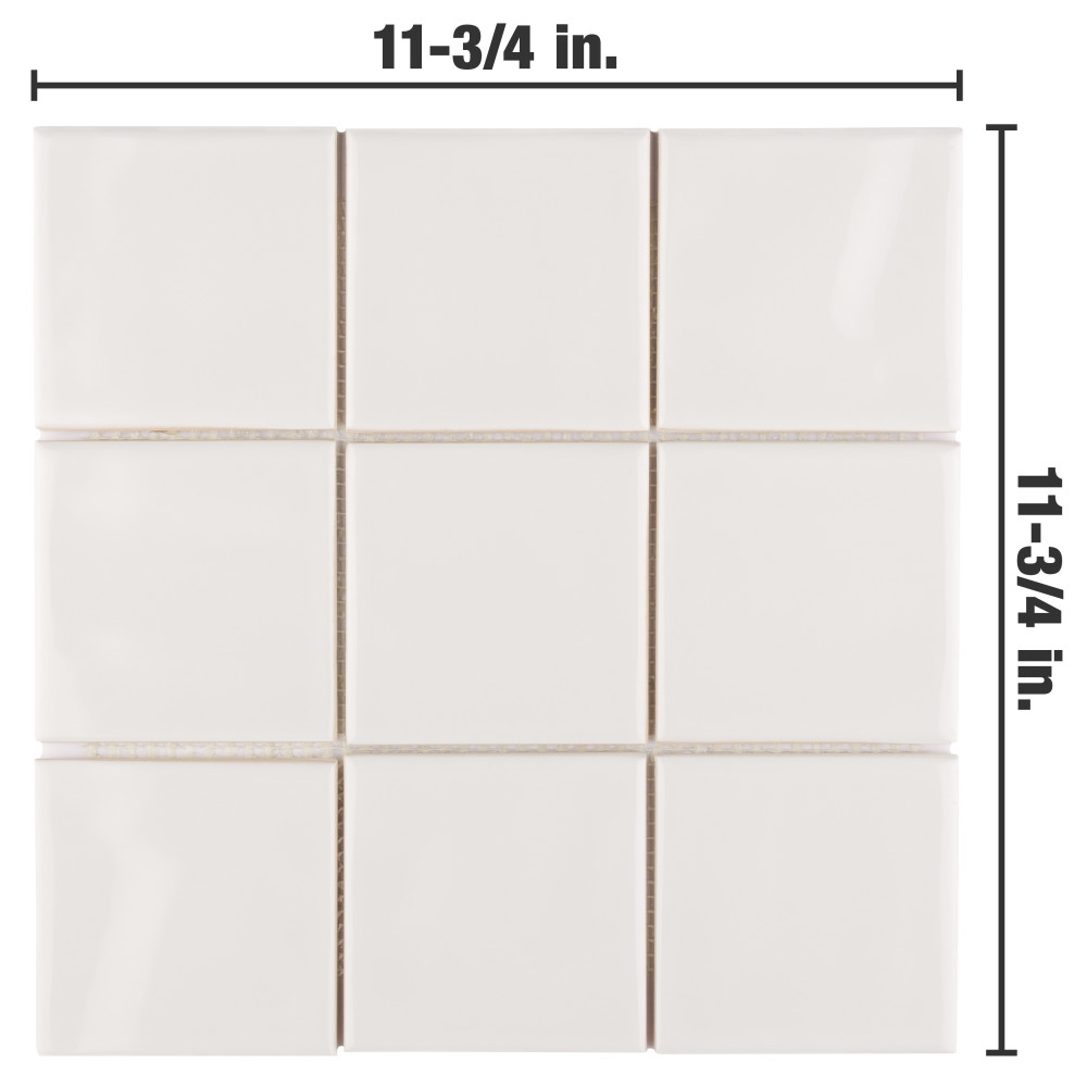 Twist Square Soft Cream 11-3/4 in. x 11-3/4 in. Ceramic Mosaic Tile ...