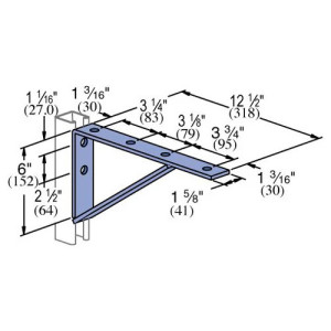 Unistrut (Atkore) P1773 HG Bracket, HRPO Steel, Hot-Dipped Galvanized ...