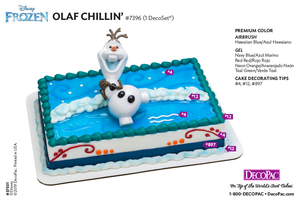 Frozen Olaf Chillin Decoset 1 4 Sheet Cake Decorating Instructions ...