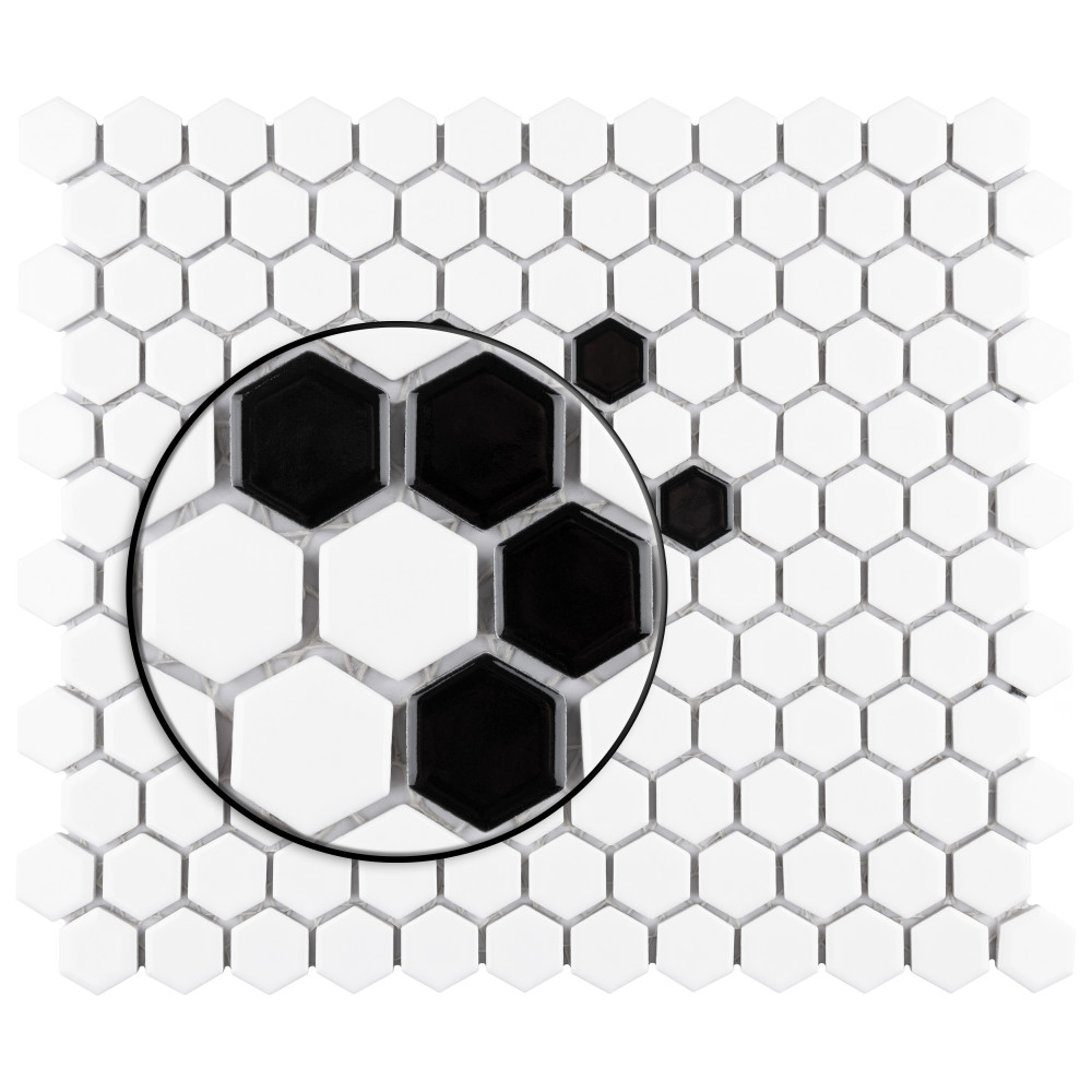 Metro 1" Hex Glossy White w/Snowflake 10-1/4 in. x 11-7/8 in. Porcelain ...