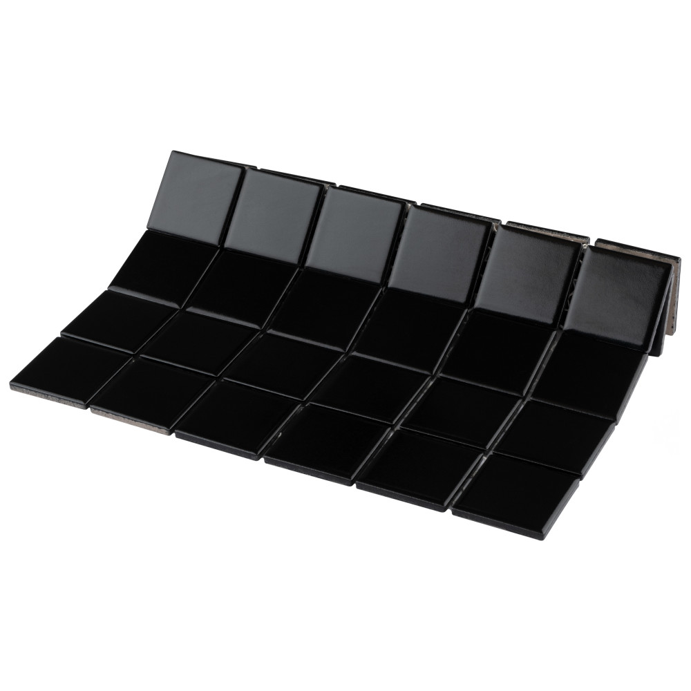 Metro Quad Matte Black 11-3/4 in. x 11-3/4 in. Porcelain Mosaic Tile ...
