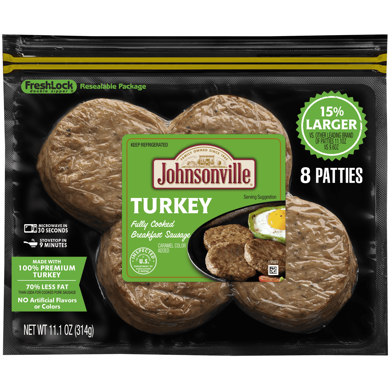 Fully Cooked Turkey Breakfast Sausage Patties | Johnsonville Foodservice