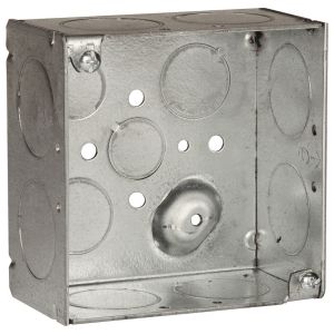Raco 233 Electrical Box, Steel, 4 Square, 1/2, 3/4 And 1 In. Knockouts ...