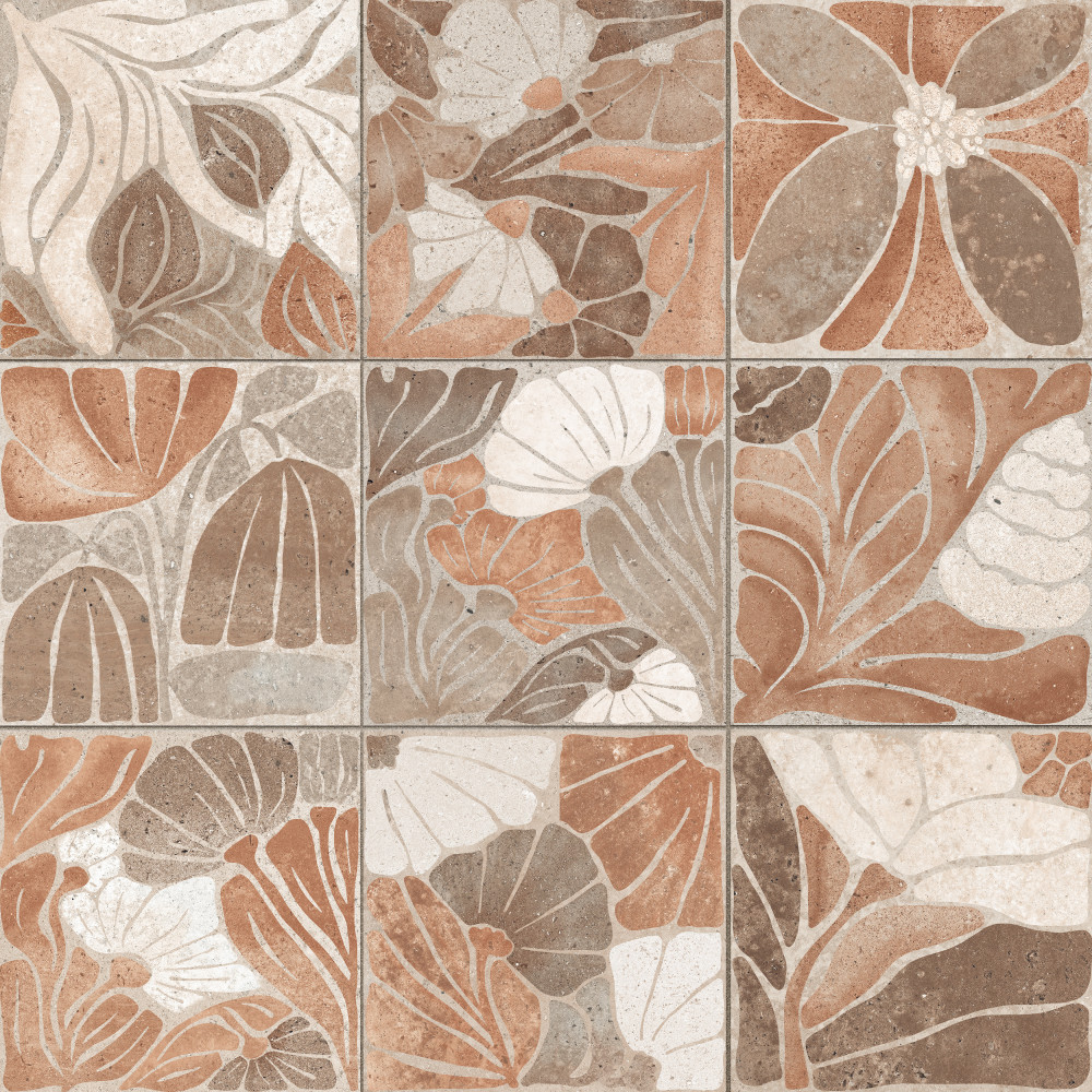 Adagio Decor Fiori 9-3/4 in. x 9-3/4 in. Porcelain Floor and Wall Tile ...