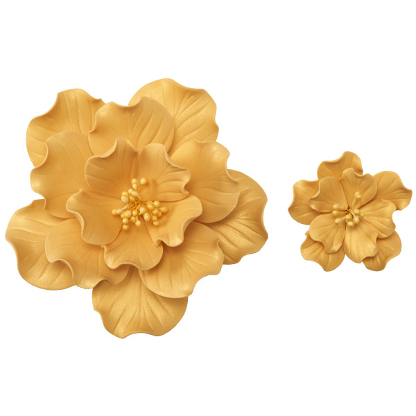 Decopac Ruffle Flower Gold Gum Paste Flowers | DecoPac