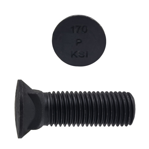 1"-8 x 3-1/4" Domed Head Scraper Bolts Steel Black UNC PT 40 pcs