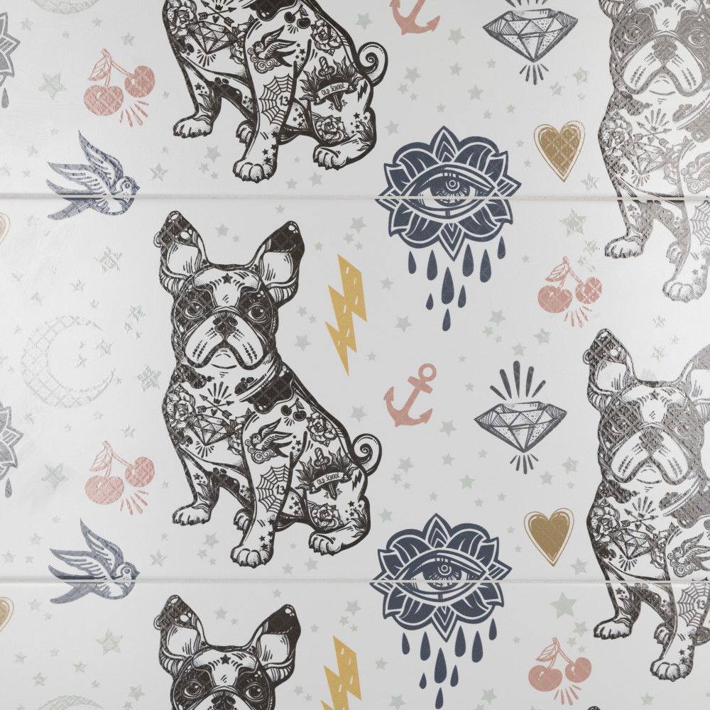 Rockstar Frenchie 11-3/4 in. x 39-1/8 in. Ceramic Wall Tile | Merola Tile