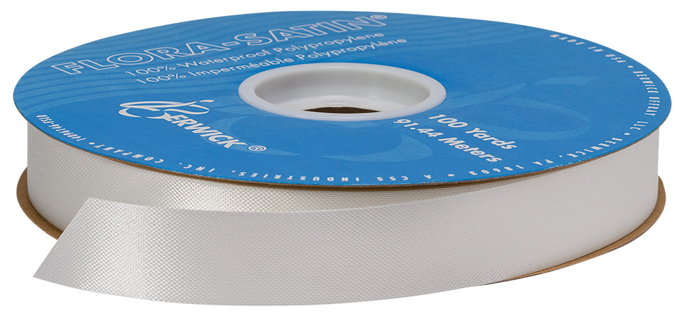 3 4 White Single Faced Flora Satin Ribbon | DecoPac