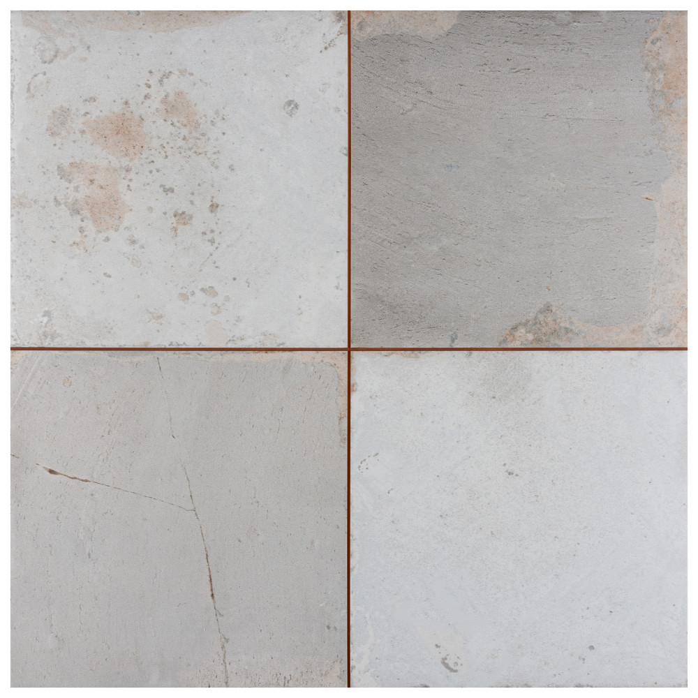 Kings Clay Checker Silver 17-5/8 in. x 17-5/8 in. Ceramic Floor and ...