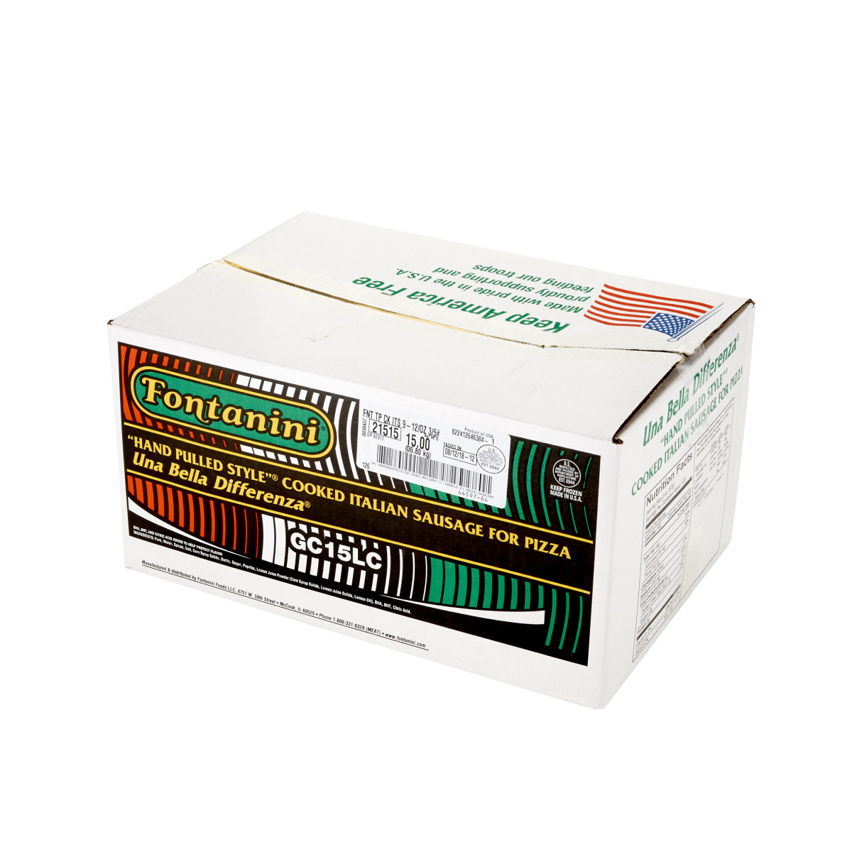 FONTANINI® Italian Sausage Topping, Cooked, Chunk, 9-12 per oz, 3/5 lb ...