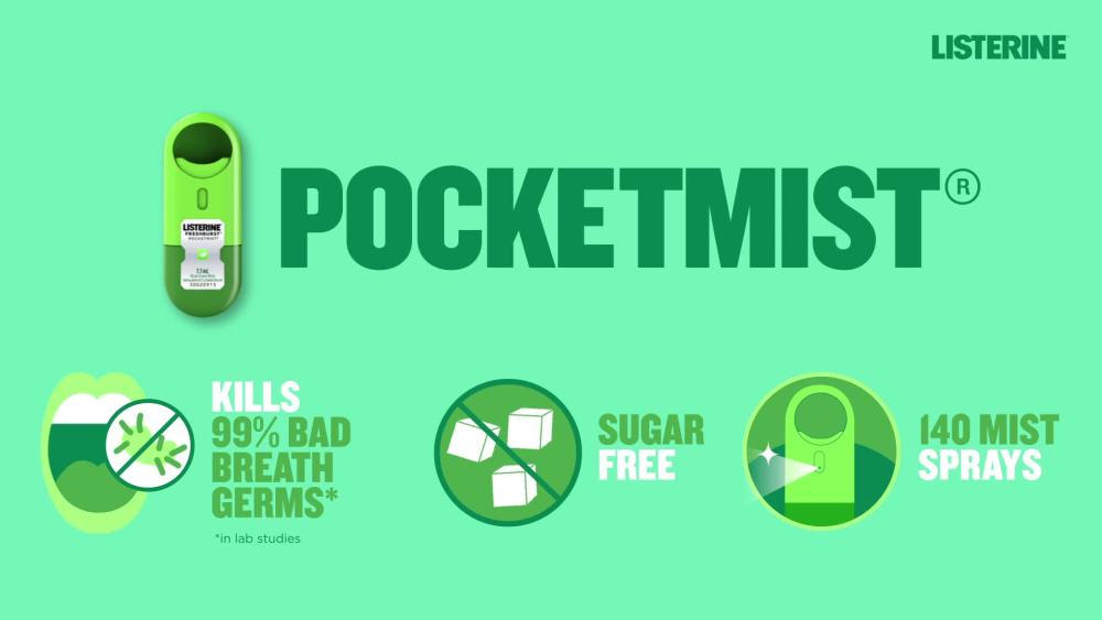 Listerine Pocketmist Cool Mint Oral Care Mist for Bad Breath, 7.7 ml ...