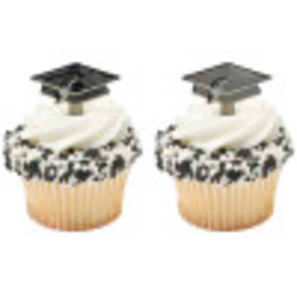 Black Metallic Grad Hats Decopics | DecoPac
