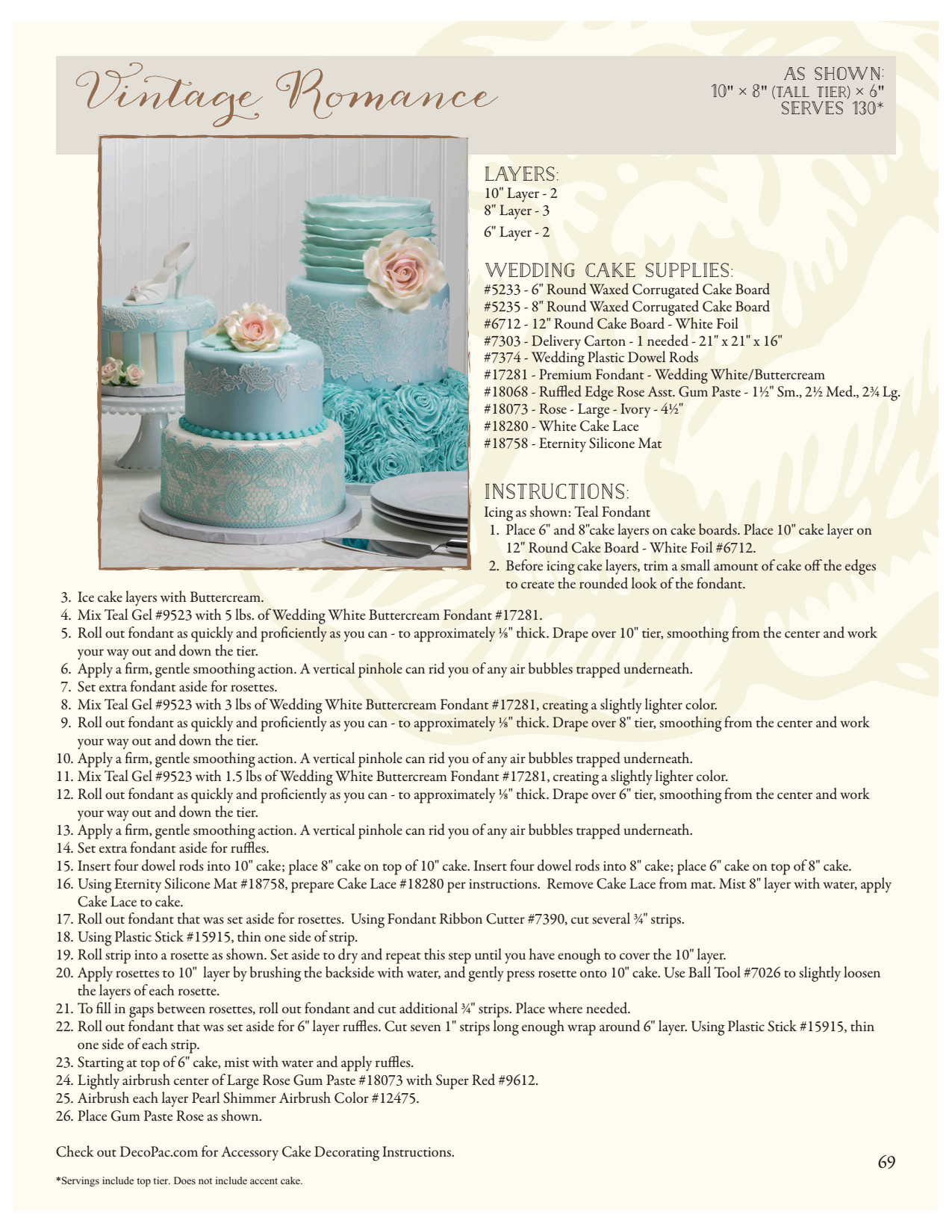 Vintage Romance Stacked Weddin Cake Decorating Instructions | DecoPac