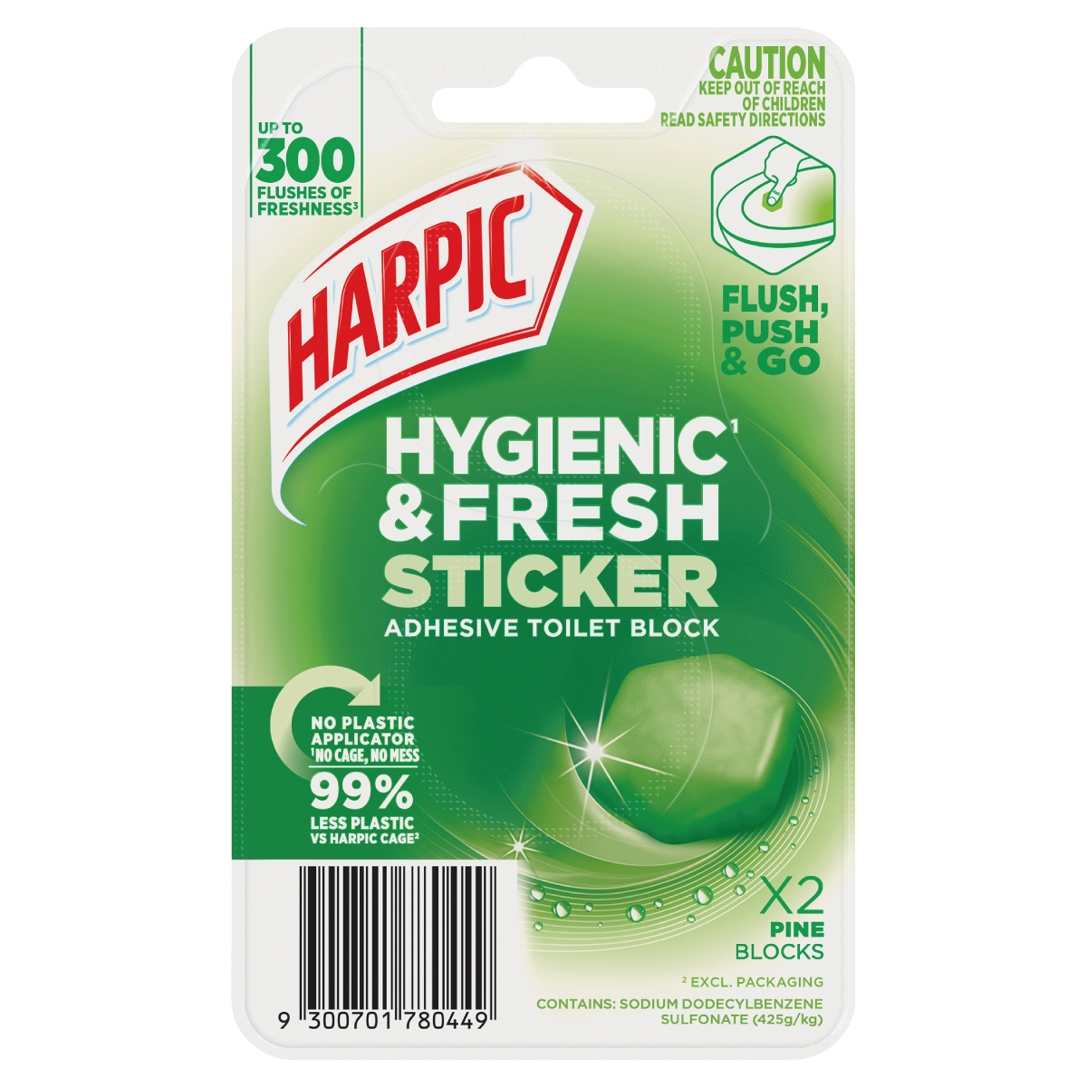 Hygienic & Fresh Pine Sticker Adhesive Blocks | Harpic