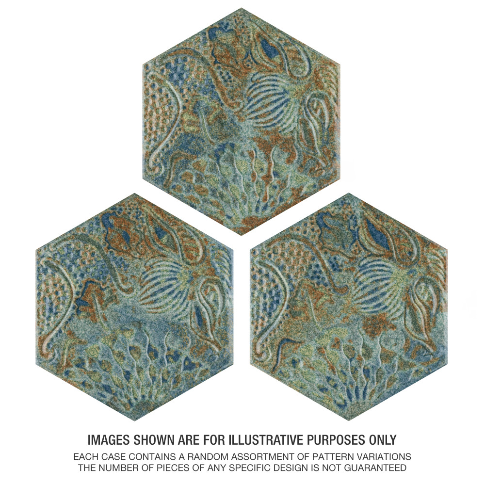 Gaudi React Hex Ocean 8-5/8 in. x 9-7/8 in. Porcelain Floor and Wall ...