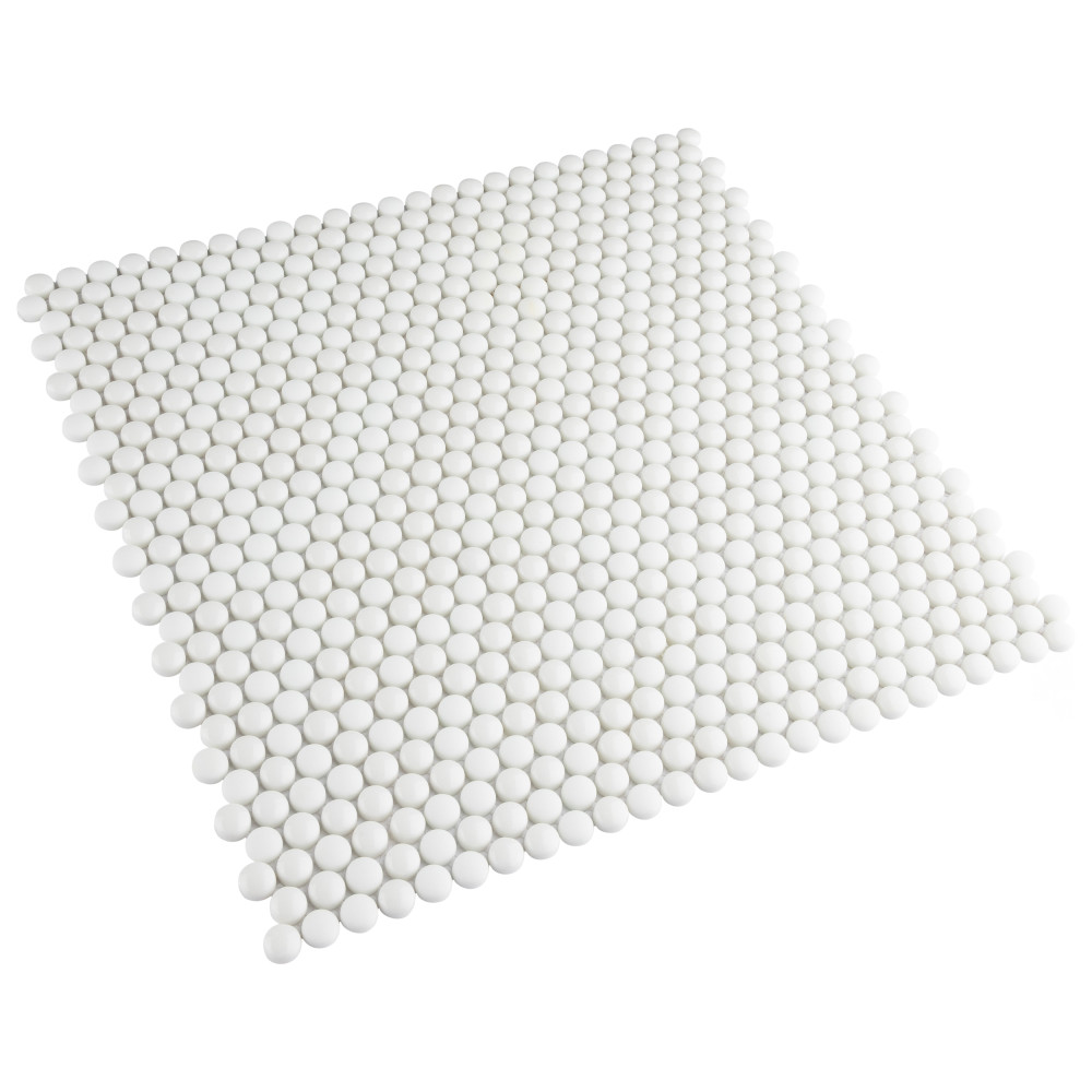 Expressions Button White 12-1/2 in. x 12-3/4 in. Glass Mosaic Tile ...