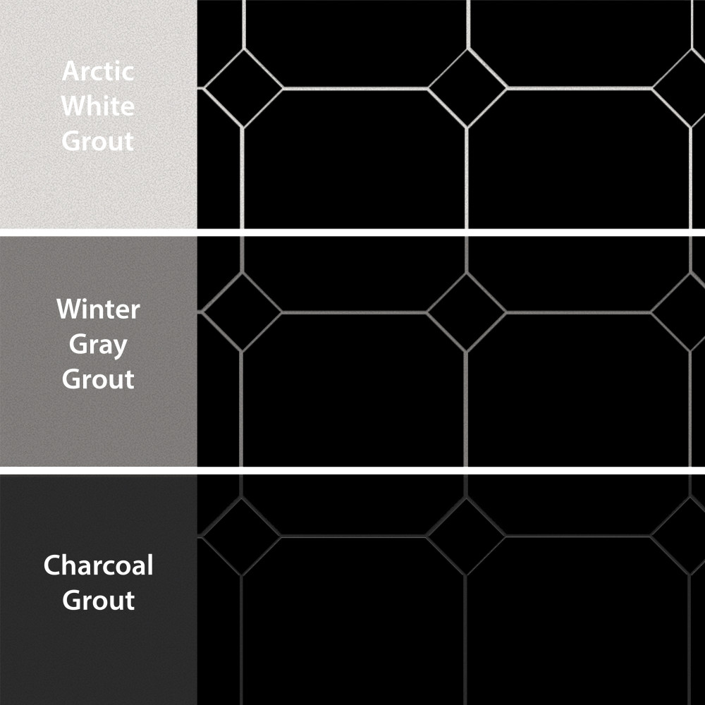 Sample - Monocolor Octagon Nero Ceramic Floor and Wall Tile | Merola Tile