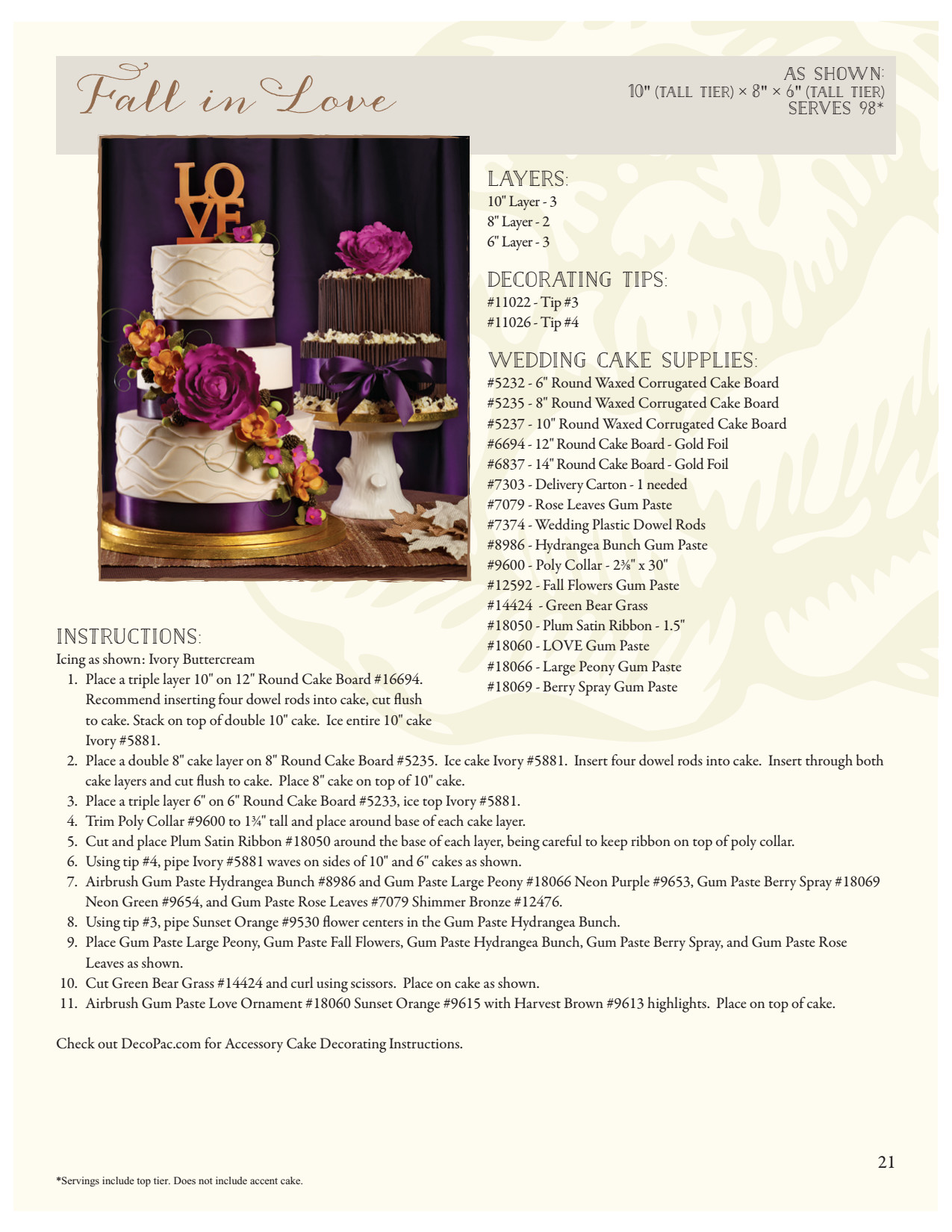 Fall In Love Stacked Wedding Cake Decorating Instructions | DecoPac