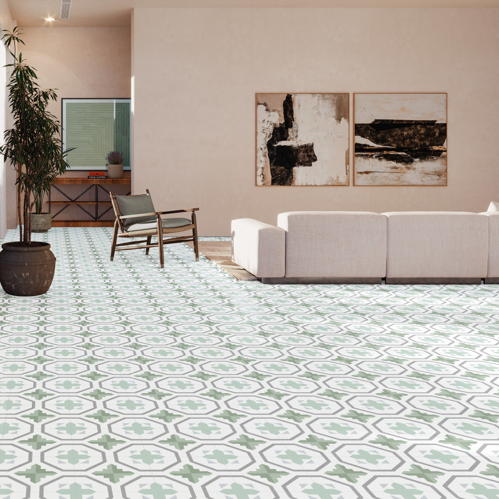 Prisma Olive 9-3/4 in. x 9-3/4 in. Porcelain Floor and Wall Tile ...