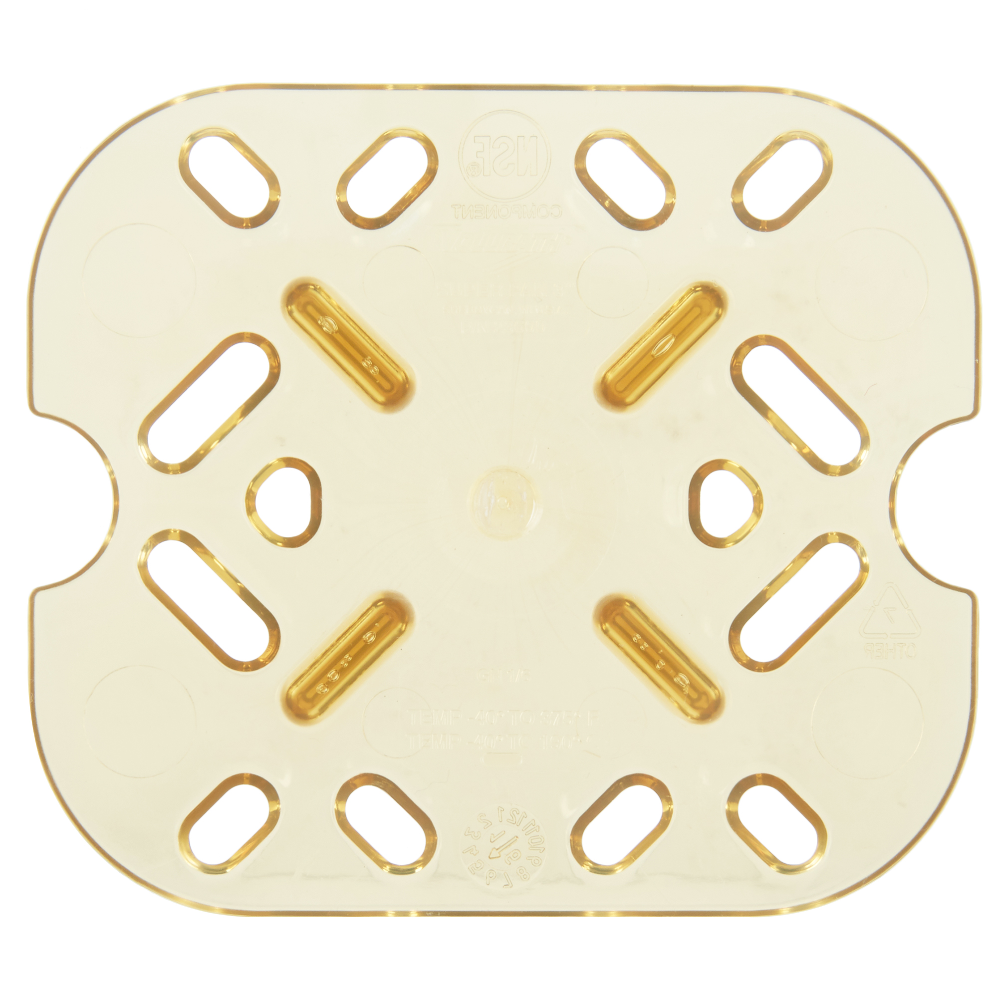 Sixth-size Super Pan® high-temperature plastic false bottom in amber