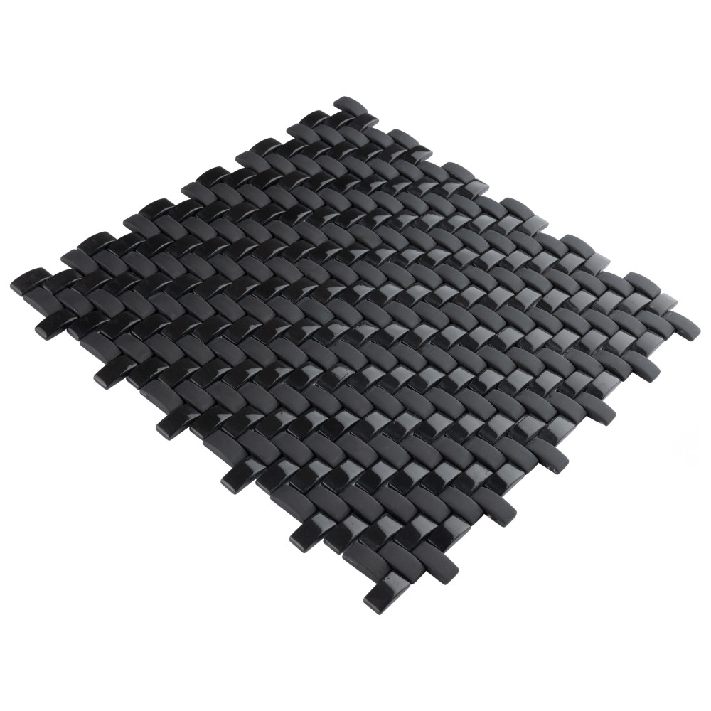 Expressions Weave Black 12-1/4 in. x 12-1/4 in. Glass Mosaic Tile ...