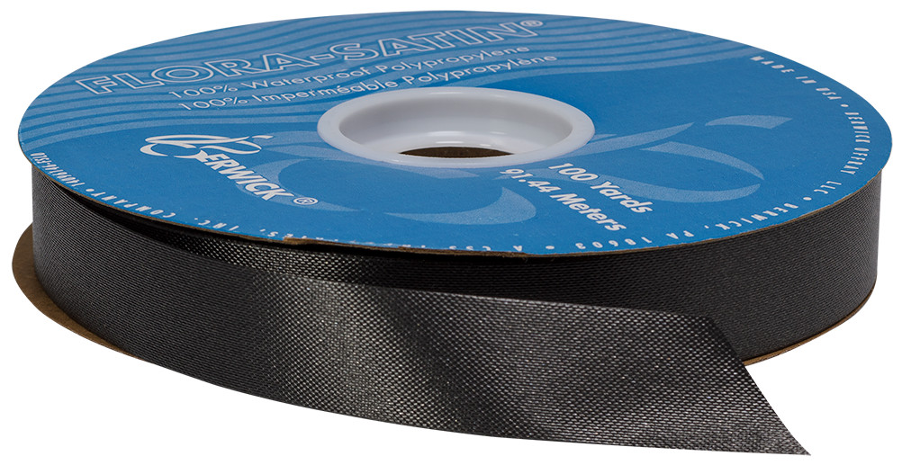 3 4 Black Single Faced Flora Satin Ribbon | DecoPac