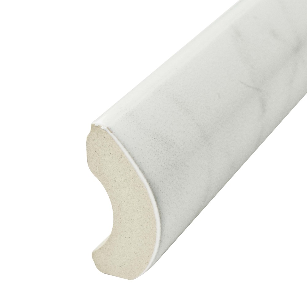 Classico Carrara Matte Pencil Bullnose 1-1/4 in. x 6 in. Ceramic Wall ...