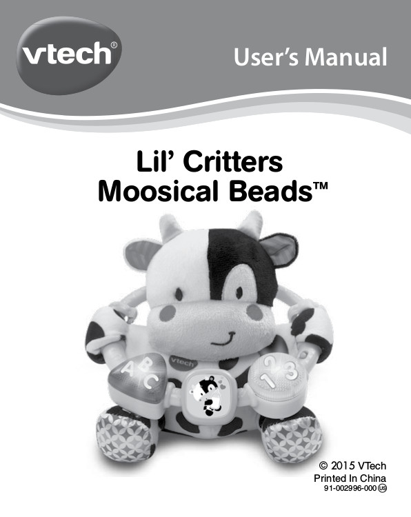 VTech Lil' Critters Moosical Beads, Plush Cow, Musical Baby Toy ...