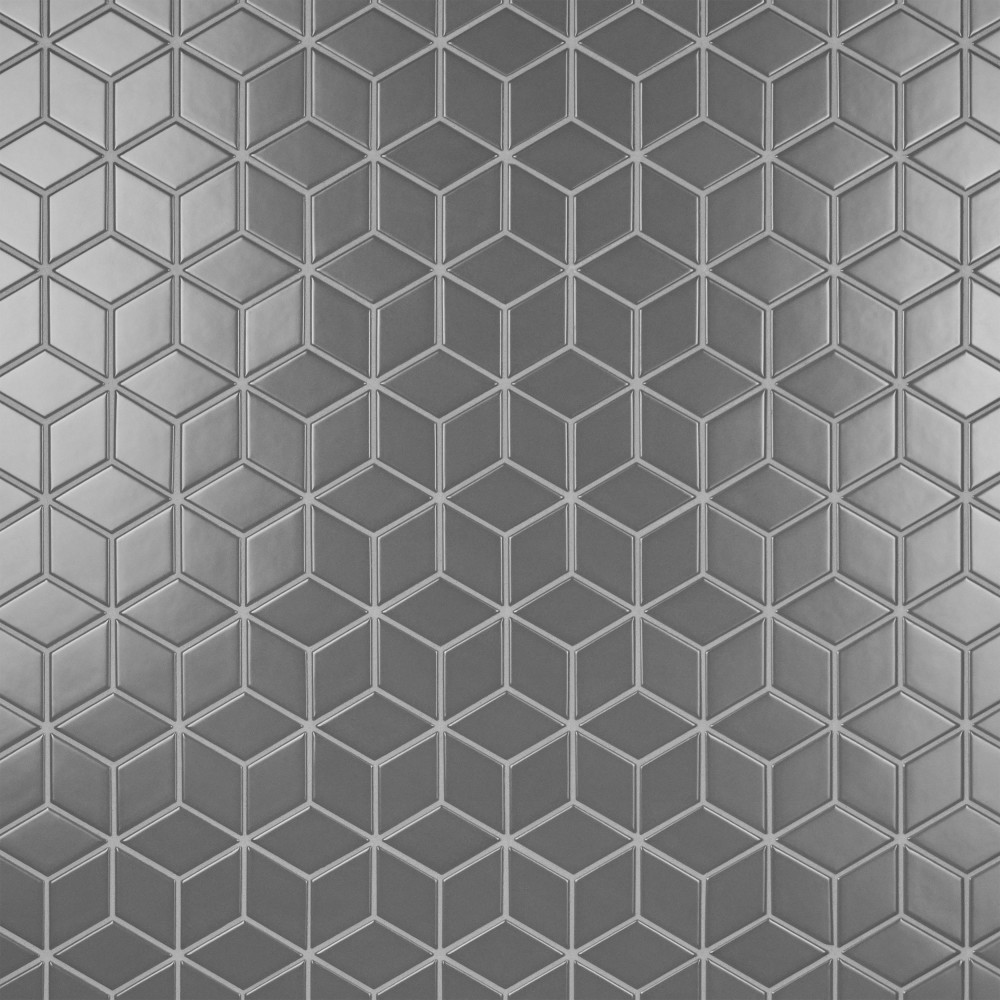 Metro Rhombus Matte Grey 10-1/2 in. x 12-1/8 in. Porcelain Mosaic Tile ...