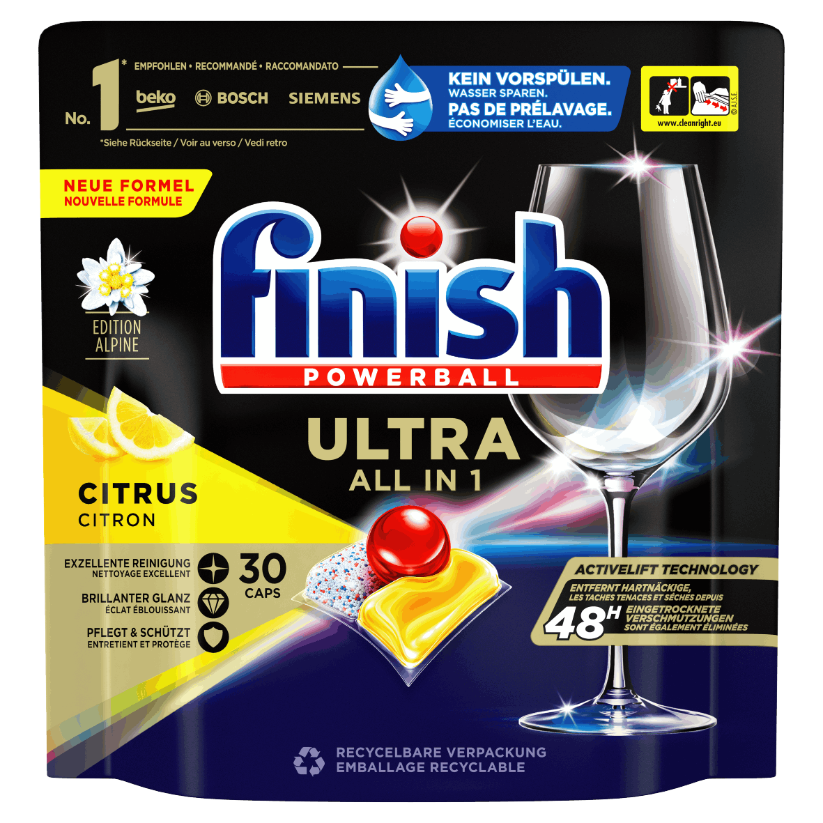 Finish Ultra All in 1 Spülmaschinentabs 30 caps Citron | Finish Schweiz