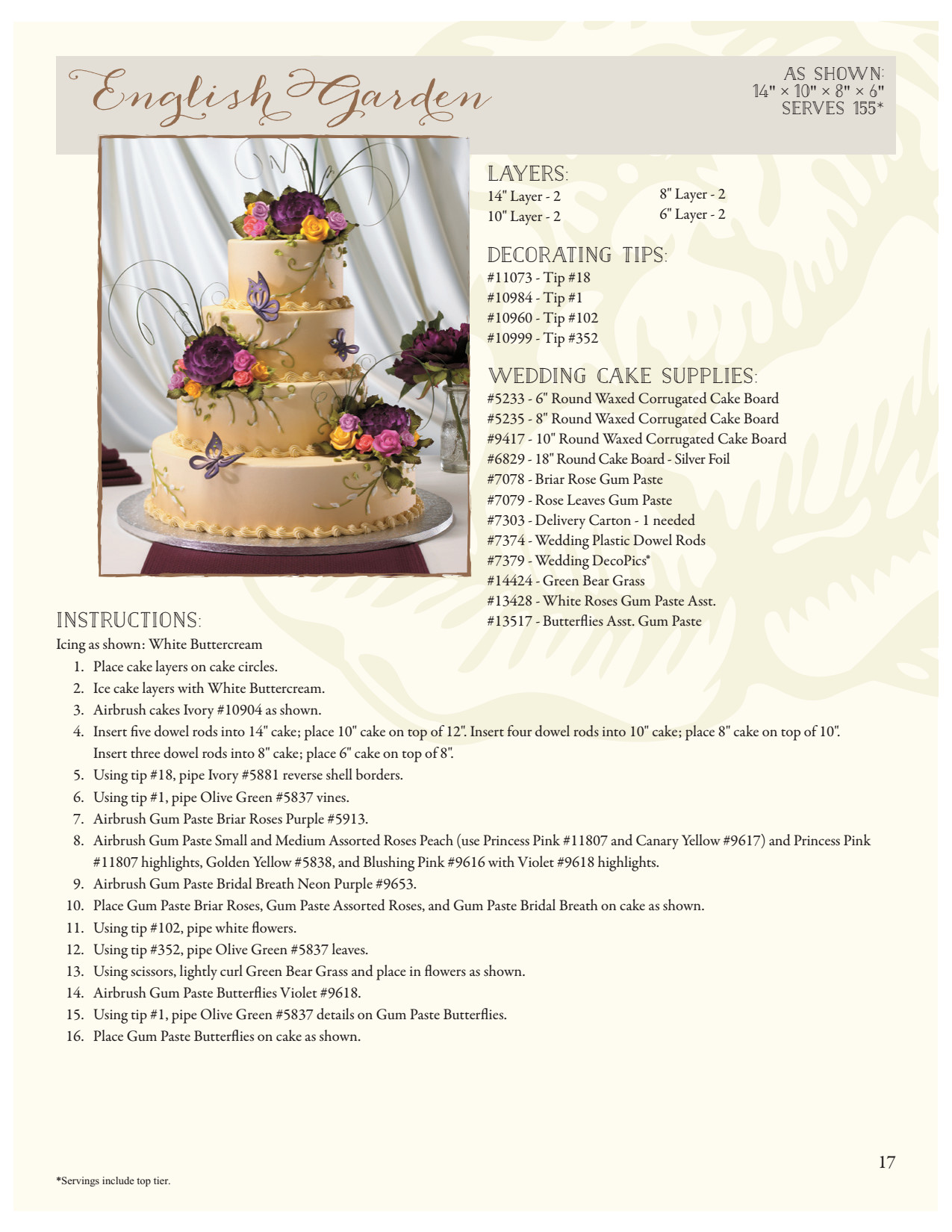 English Garden Stacked Wedding Cake Decorating Instructions | DecoPac