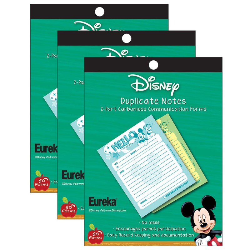 Eureka® Mickey® Hello Duplicate Notes, 50 Forms Per Pack, 3 Packs - Zuma