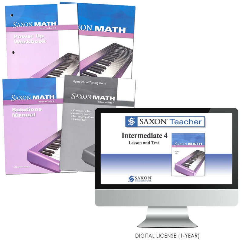 Saxon Math Intermediate 4 Comp Homeschool Kit + Saxon Teacher Digital ...