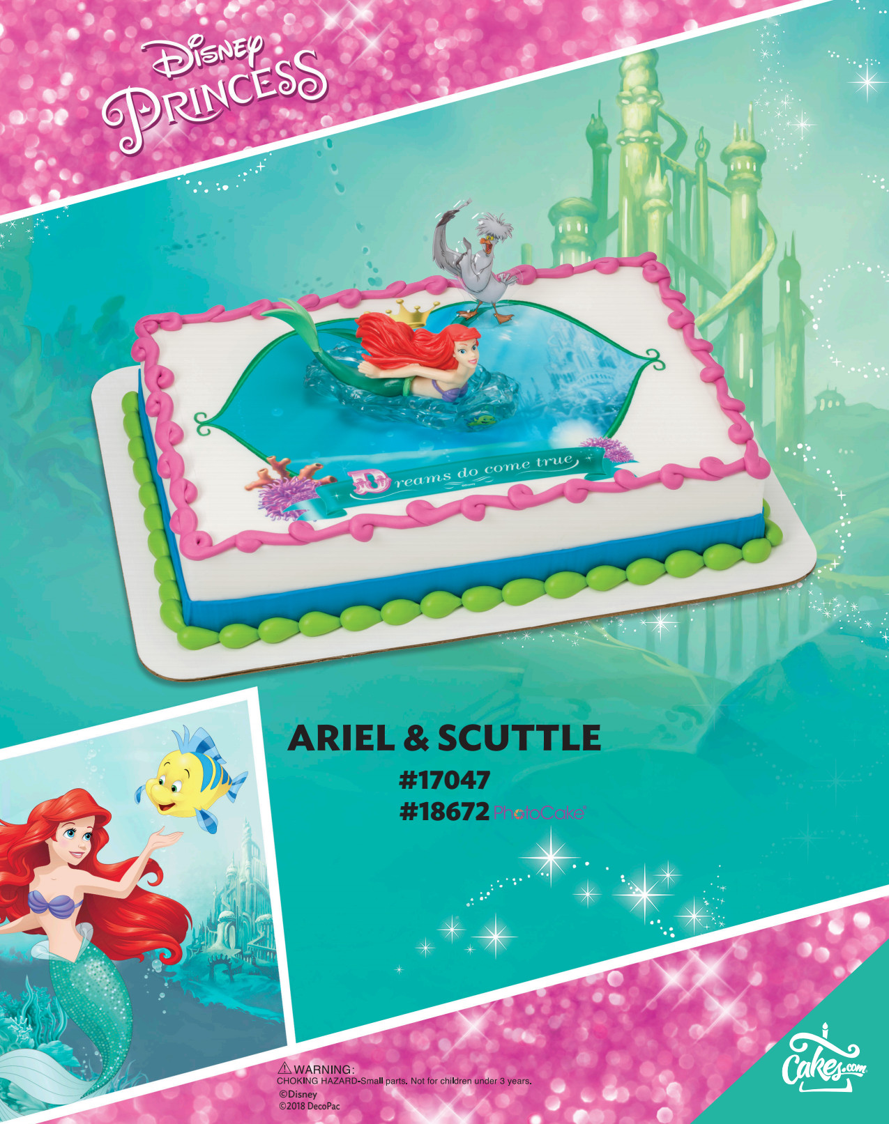 Disney Princess Ariel Photocake Decoset Background 1 4 Sht Tmoc Page ...