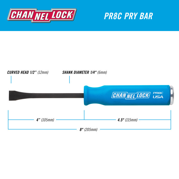 PR8C 1/2 x 4-inch Professional Pry Bar, 8-inch Overall Length ...