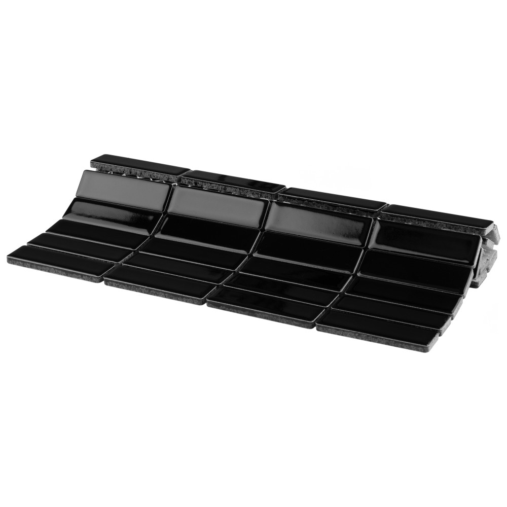 Metro Brick Stacked Glossy Black 11-1/2 in. x 11-3/4 in. Porcelain ...