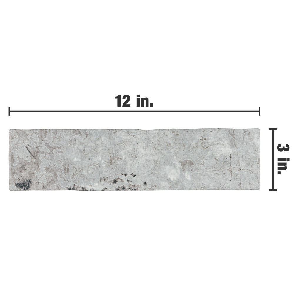 London Grey Glossy 3 in. x 12 in. Ceramic Wall Tile | Merola Tile