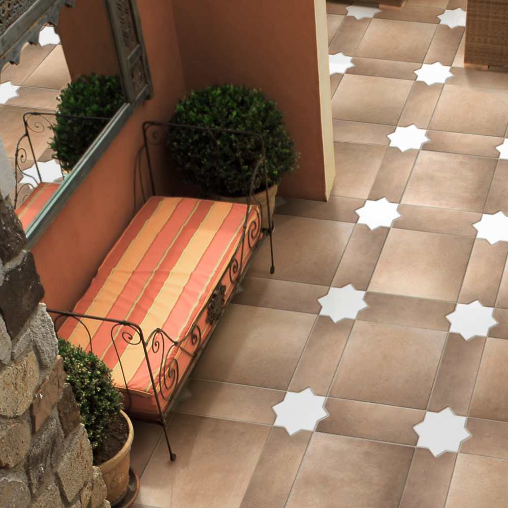 Argile Bordeaux Ferrara with Losanga and Blue Star 24-5/8 in. x 24-5/8 ...