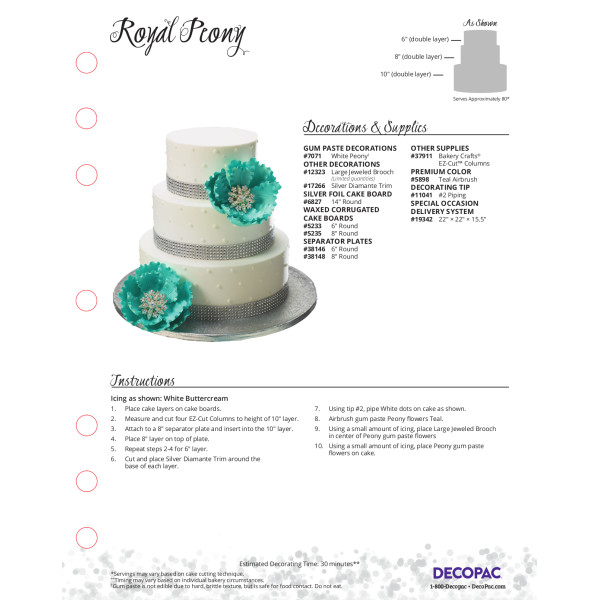 Royal Peony Stacked Wedding Cake Decorating Instructions | DecoPac