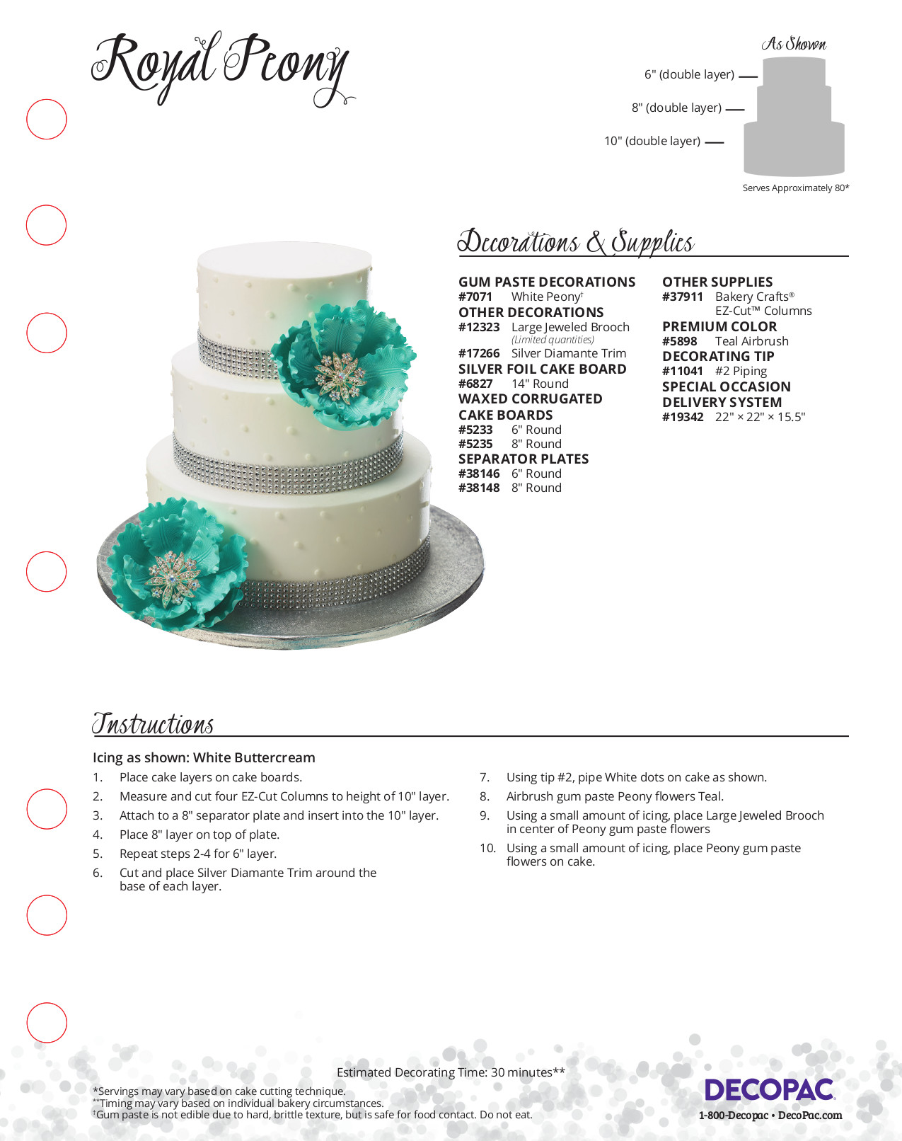 Royal Peony Stacked Wedding Cake Decorating Instructions | DecoPac
