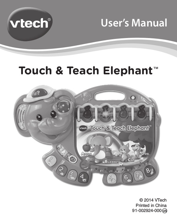 VTech, Touch and Teach Elephant, ABC Toy for Toddlers - Walmart.com ...