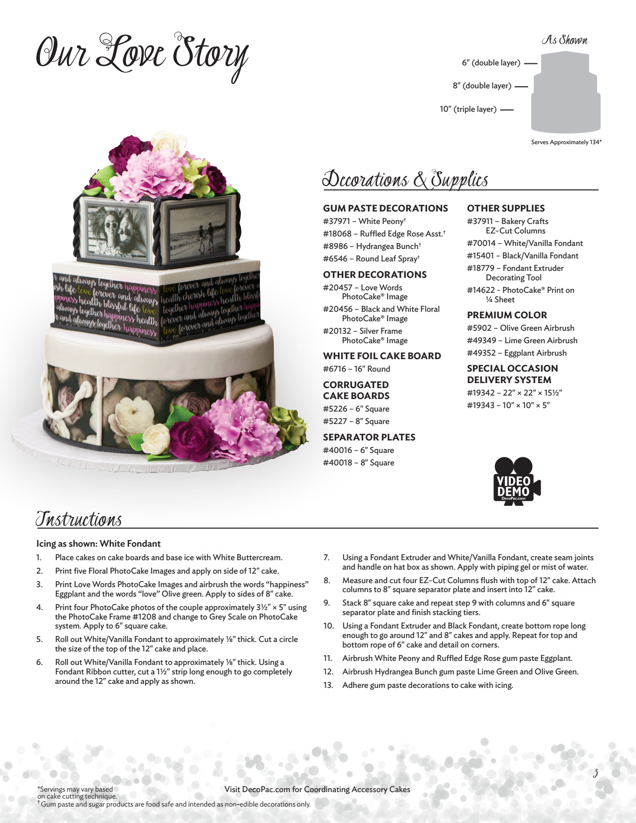 Our Love Story Stacked Wedding Cake Decorating Instructions | DecoPac