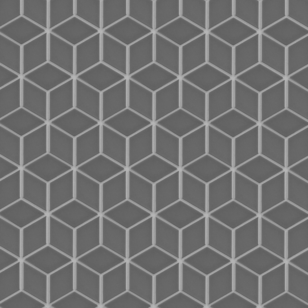 Metro Rhombus Glossy Grey 10-1/2 in. x 12-1/8 in. Porcelain Mosaic Tile ...