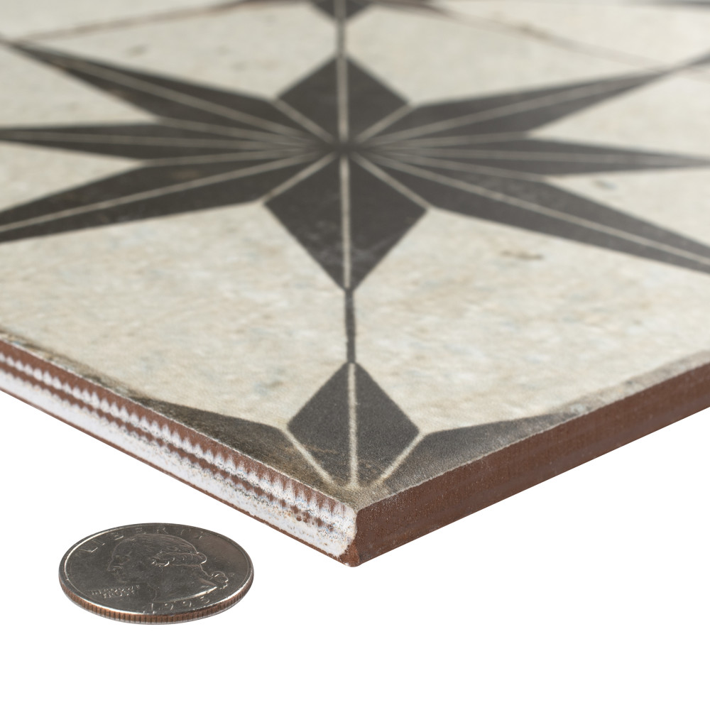 Kings Star Nero 17-5/8 in. x 17-5/8 in. Ceramic Floor and Wall Tile ...