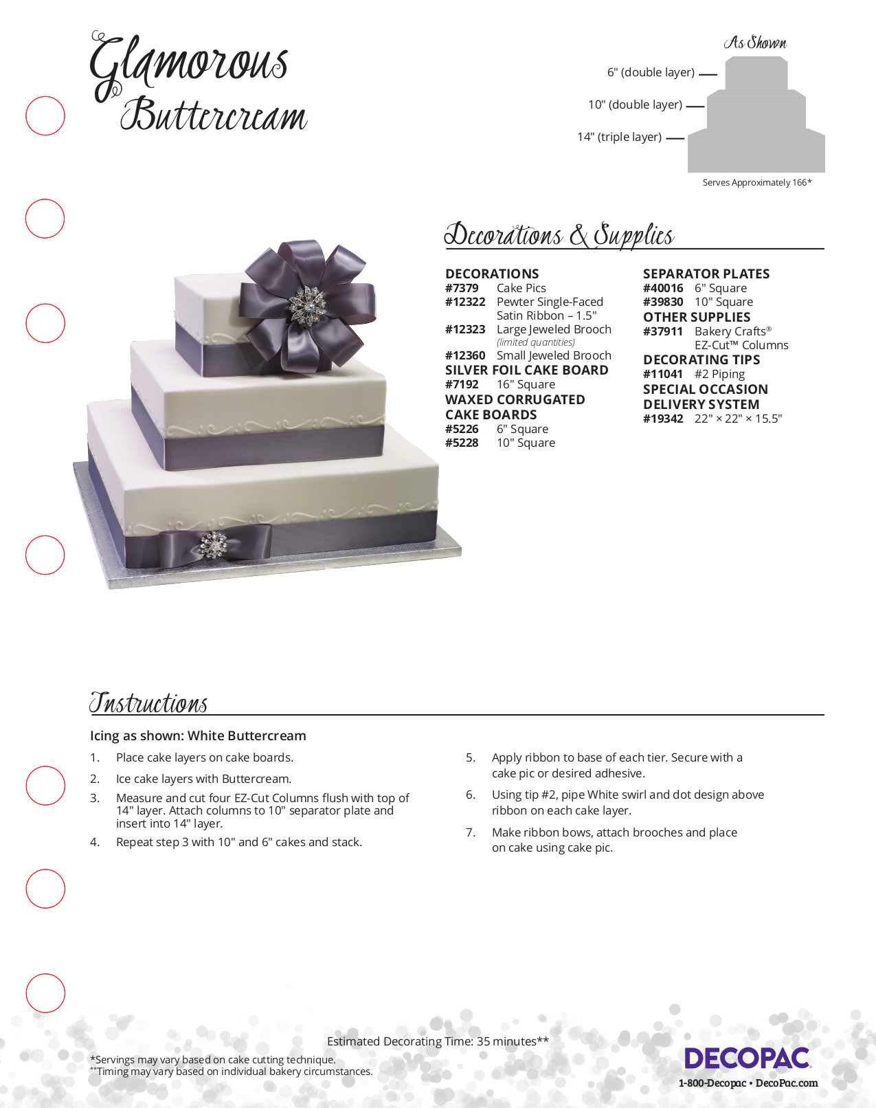 Glamourous Buttercream Stacked Wedding Cake Decorating Instructions ...
