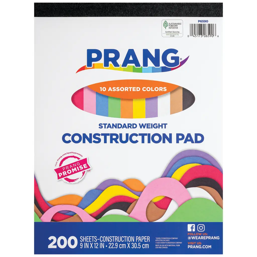 Prang (Formerly Art Street) Construction Paper Pad, 10 Assorted Colors ...