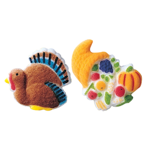 Turkey And Cornucopia Assortment Dec Ons Decorations | DecoPac